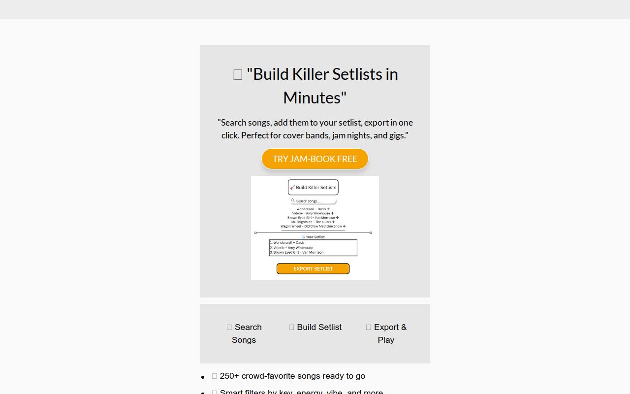 Jam-Book | Setlist Planner for Musicians